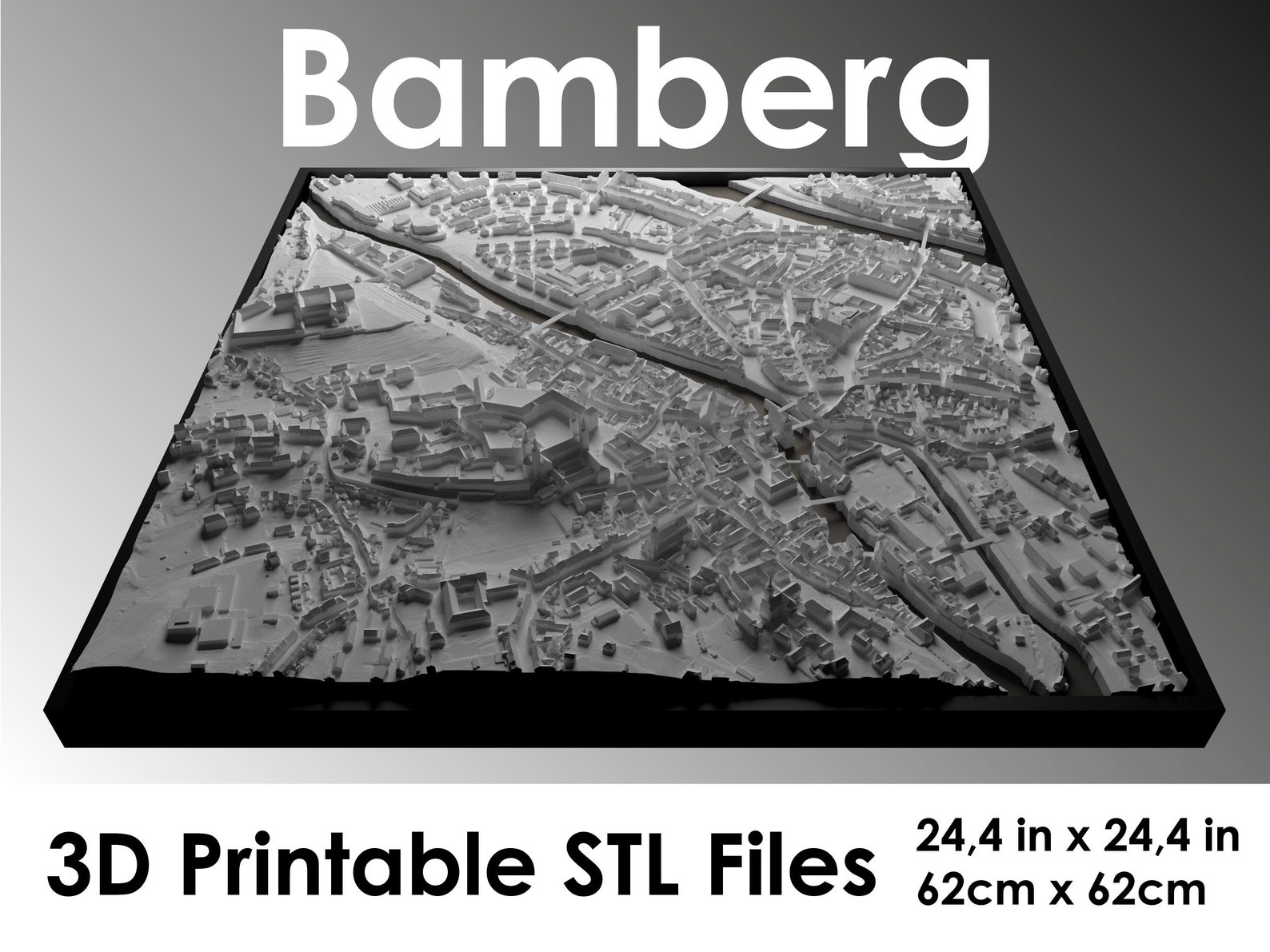 3D Bamberg, 3D Germany, 3D Print STL File, Bamberg Skyline, Bamberg Map ...
