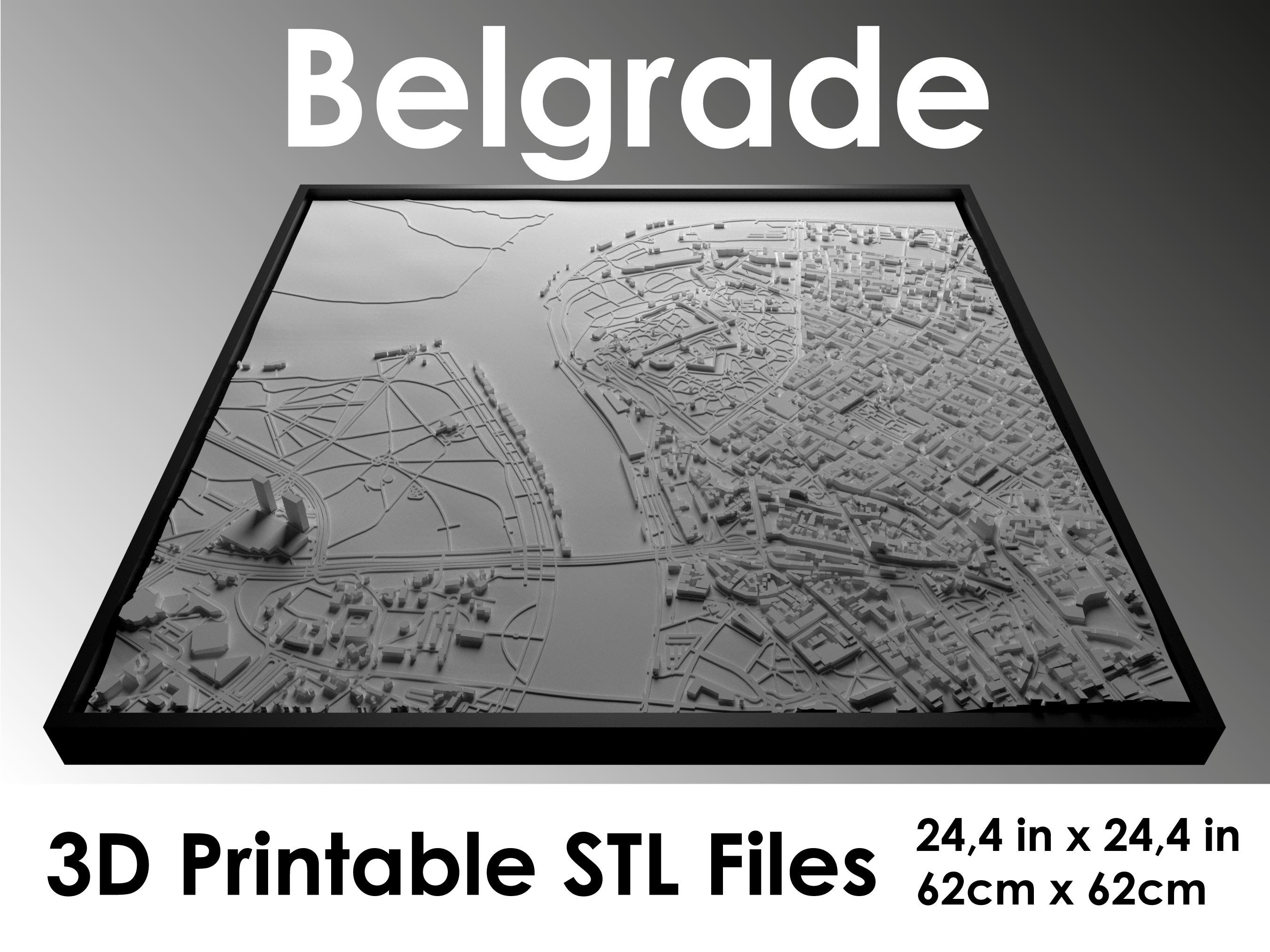 3D Belgrade, 3D Serbia, 3d Print Stl File, Belgrade Skyline, Belgrade ...