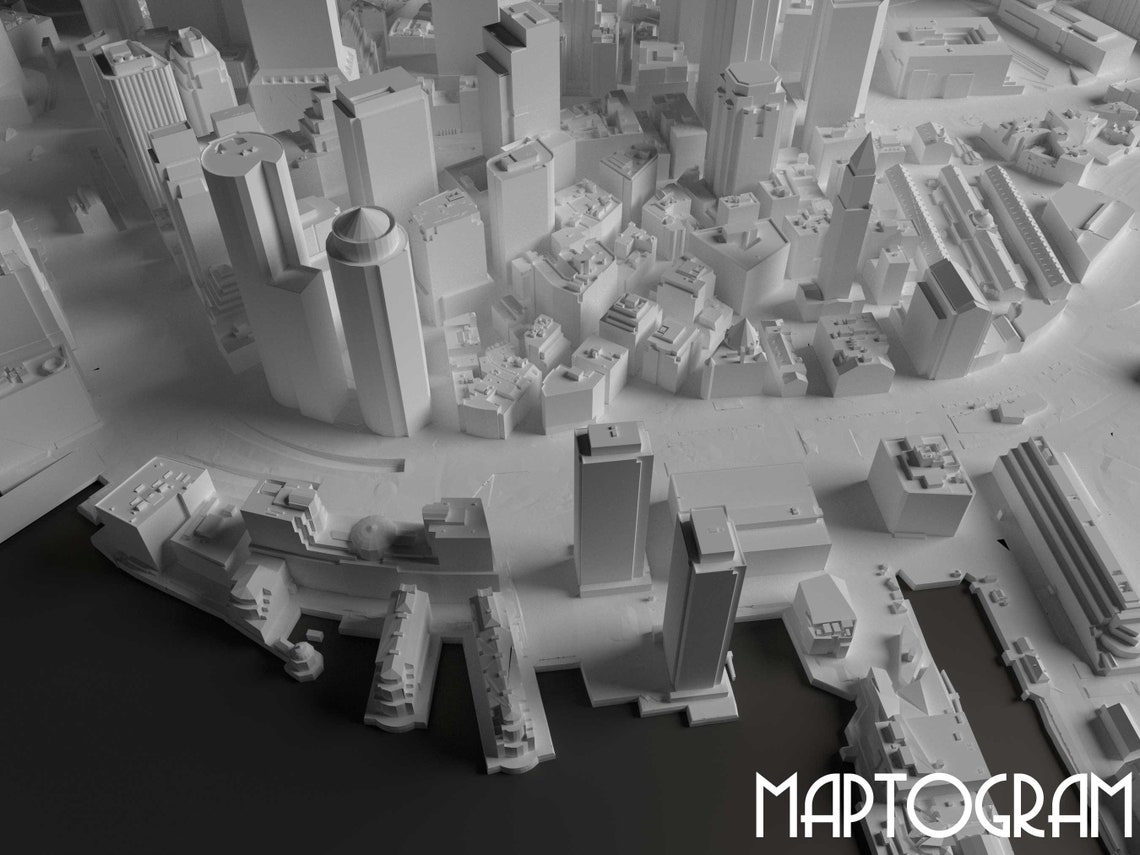 3D Boston, World Map, 3d Print Stl File, Boston Skyline, Boston Map ...