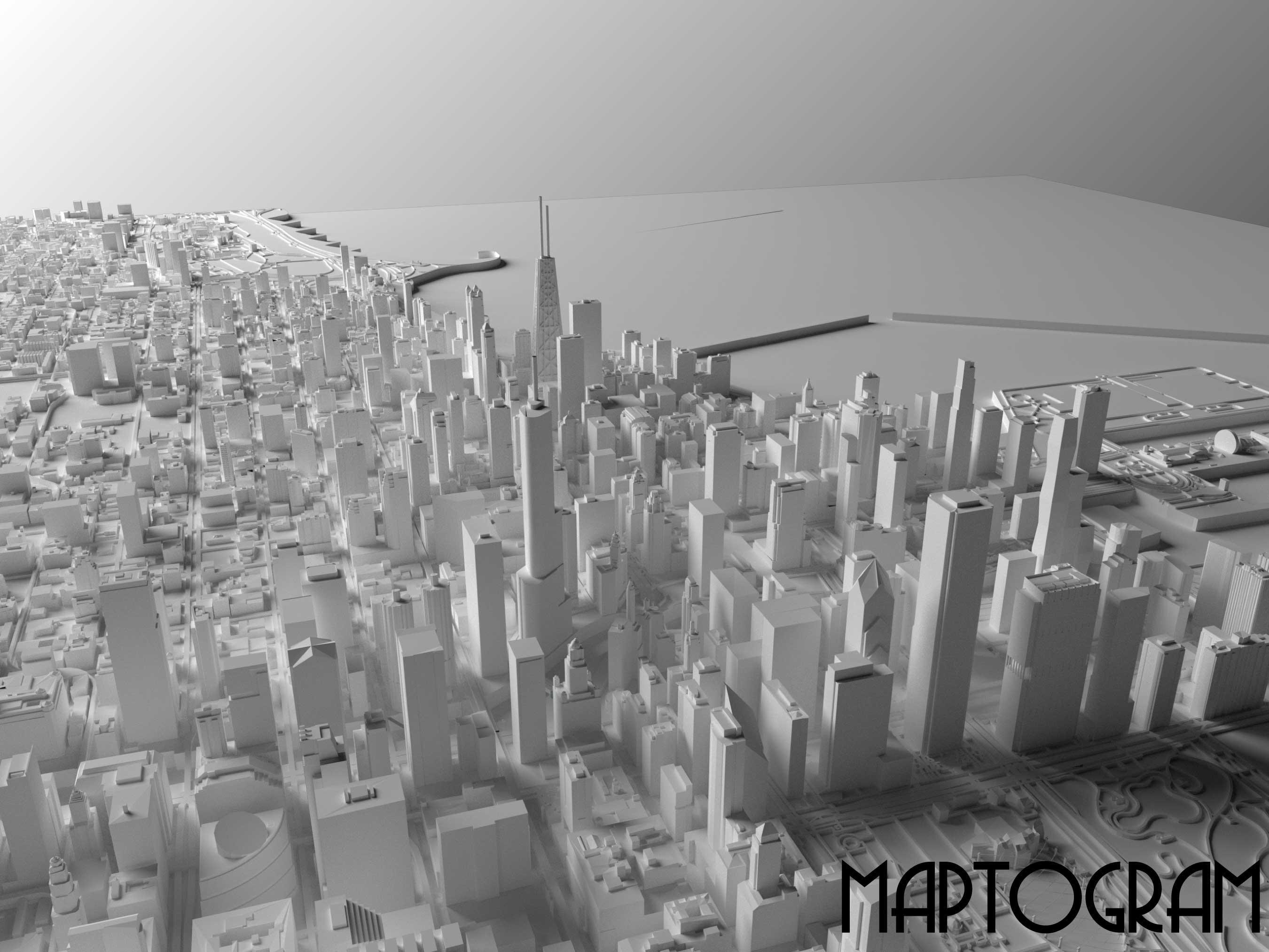3D Chicago, World Map, 3D USA, 3d Print Stl File, Chicago Skyline ...