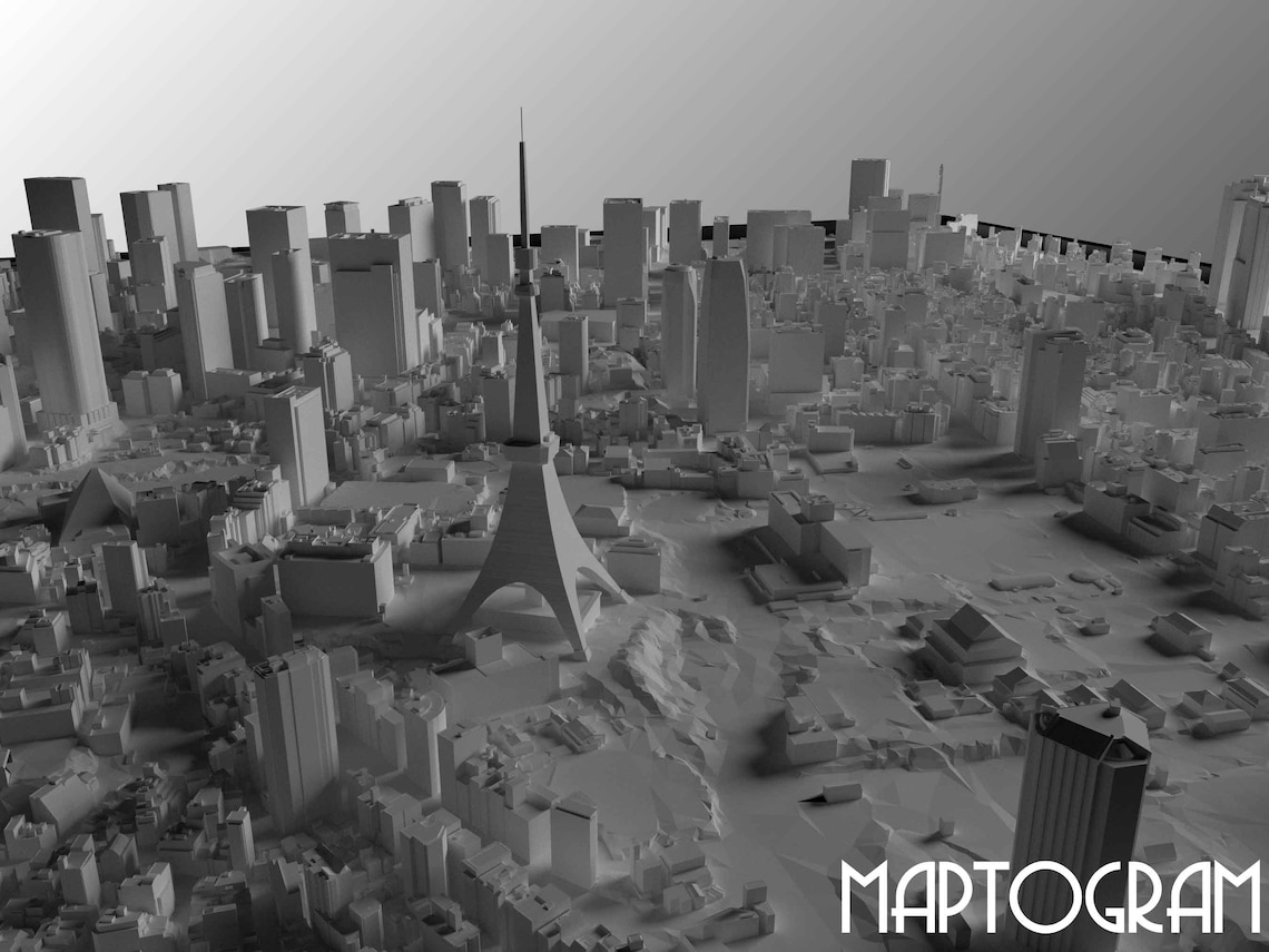 3D Tokyo Tower, World Map, 3d Print Stl File, Tokyo Tower Skyline ...