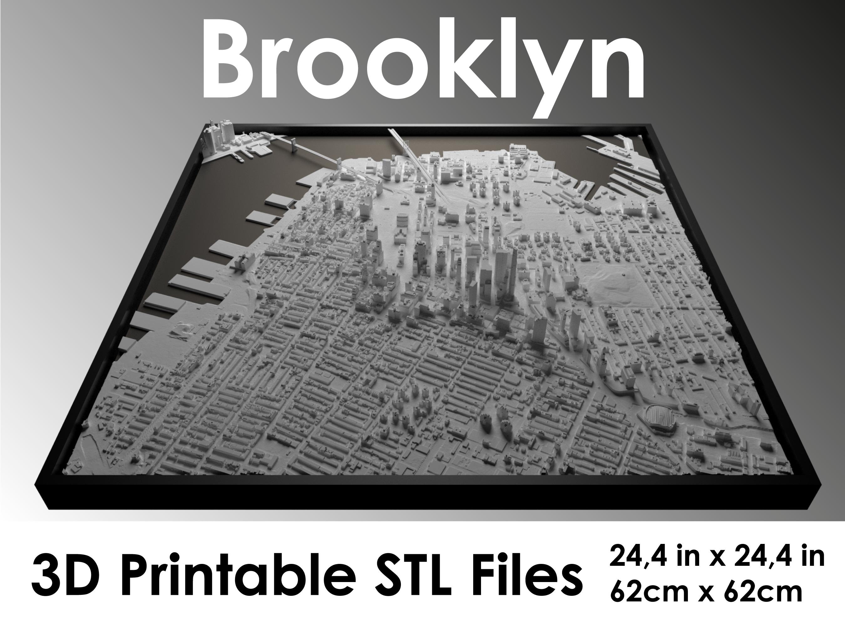 3D Brooklyn, World Map, 3D Brooklyn, 3d Print Stl File, Brooklyn ...