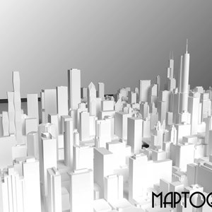 3D Chicago, World Map, 3D USA, 3d Print Stl File, Chicago Skyline ...