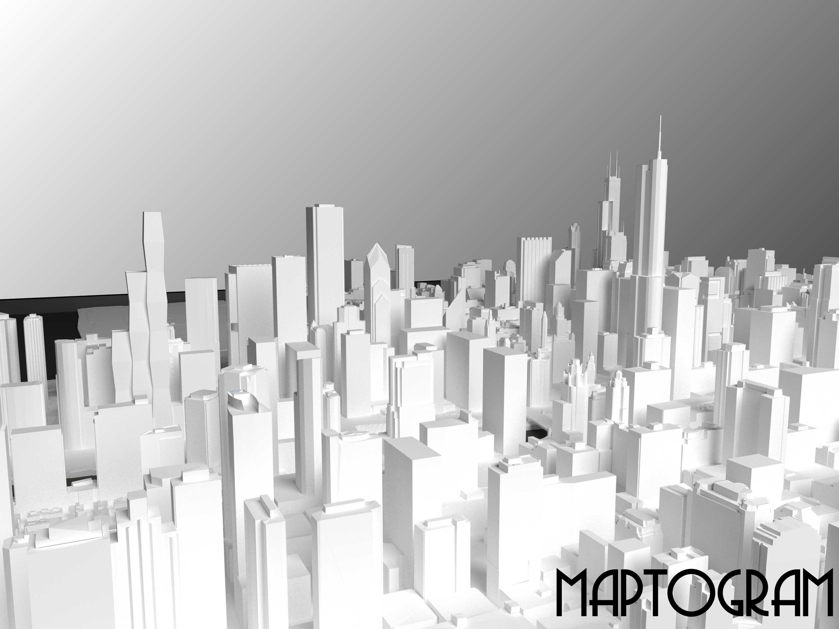 3D Chicago, World Map, 3D USA, 3d Print Stl File, Chicago Skyline ...