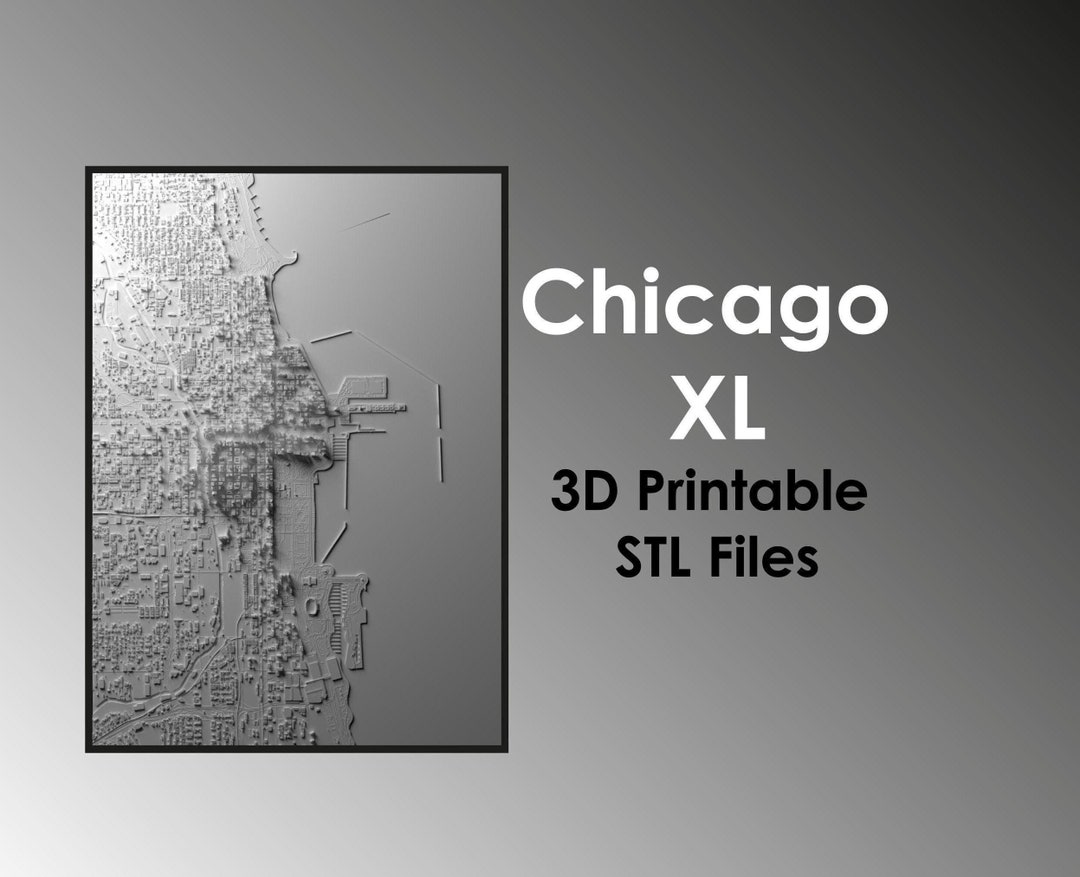 3D Chicago, World Map, 3D USA, 3d Print Stl File, Chicago Skyline ...