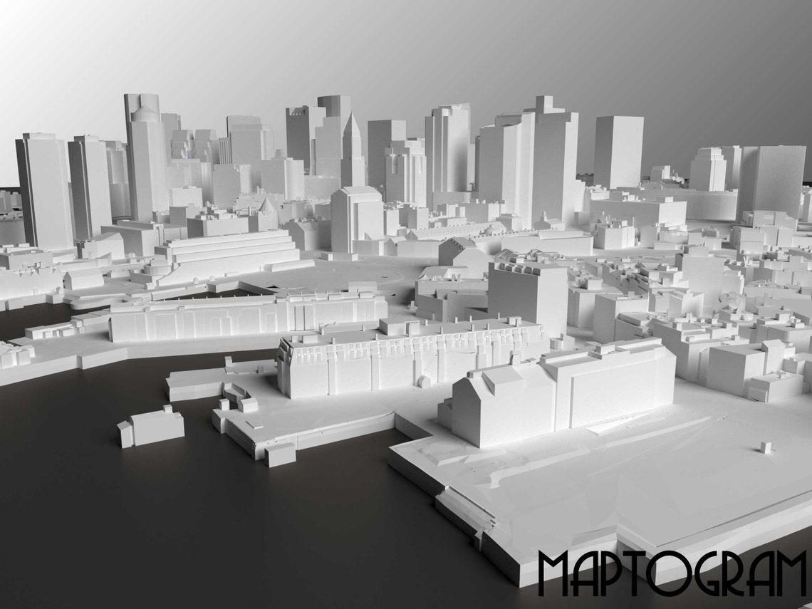 3D Boston, World Map, 3d Print Stl File, Boston Skyline, Boston Map ...
