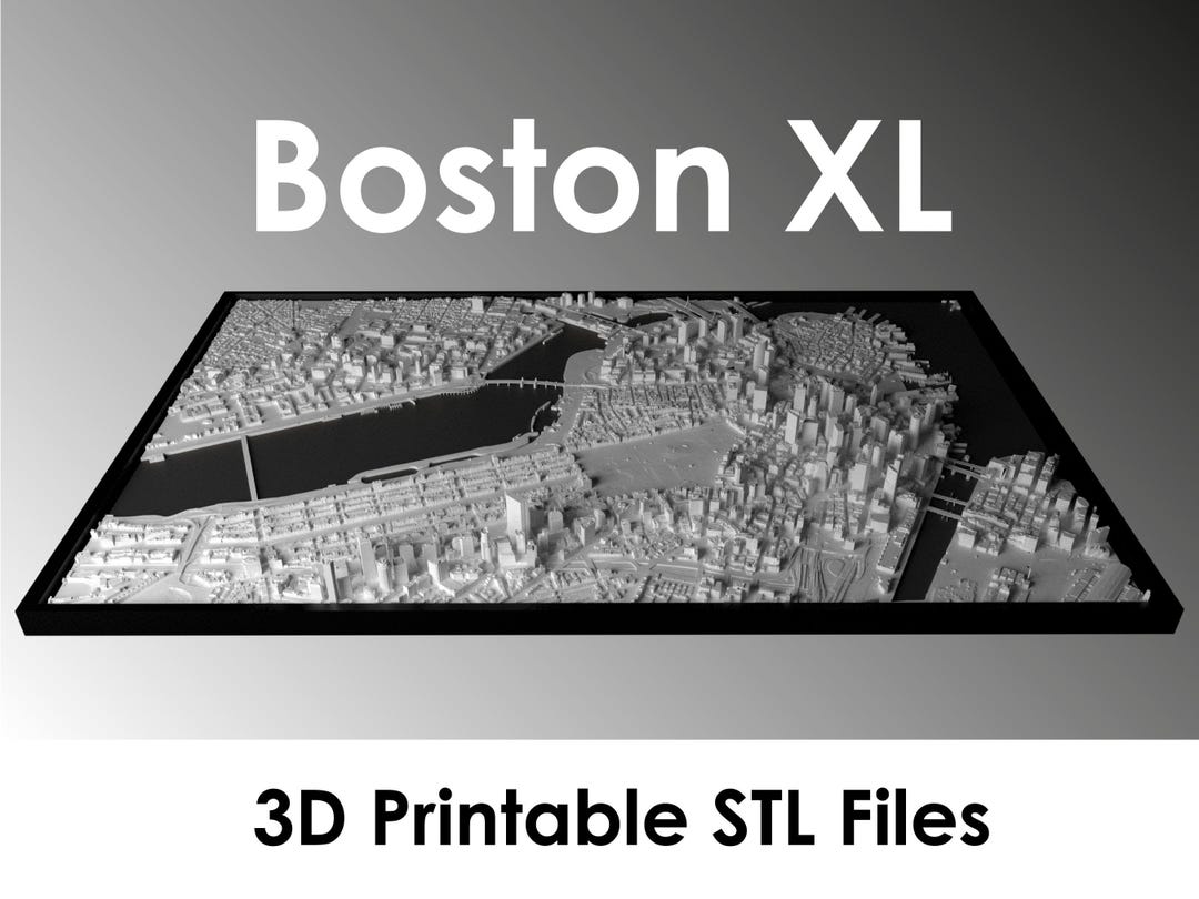 Boston XL 3D Model STL File – Detailed Boston City Map for 3D Printing ...