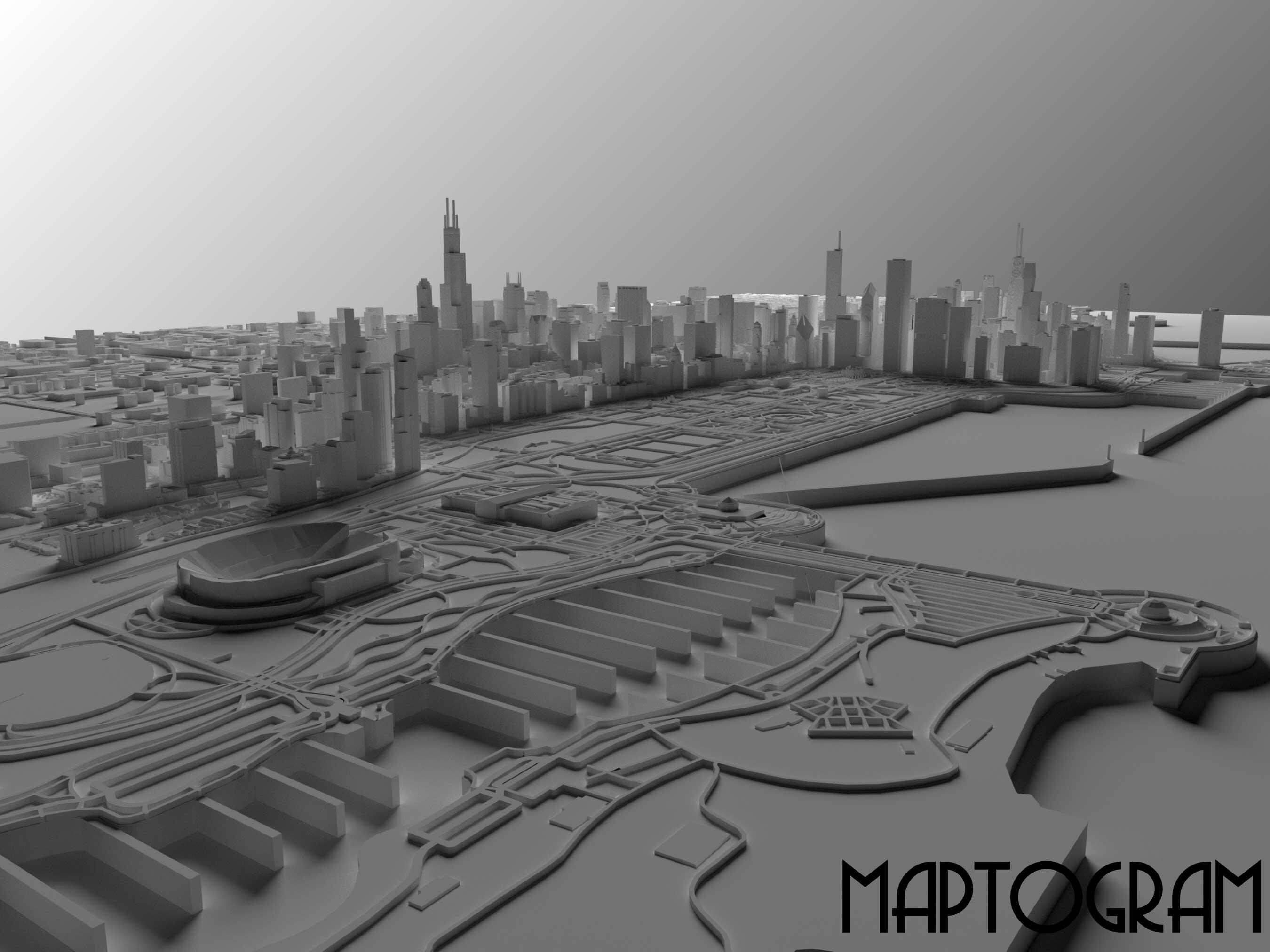 3D Chicago, World Map, 3D USA, 3d Print Stl File, Chicago Skyline ...