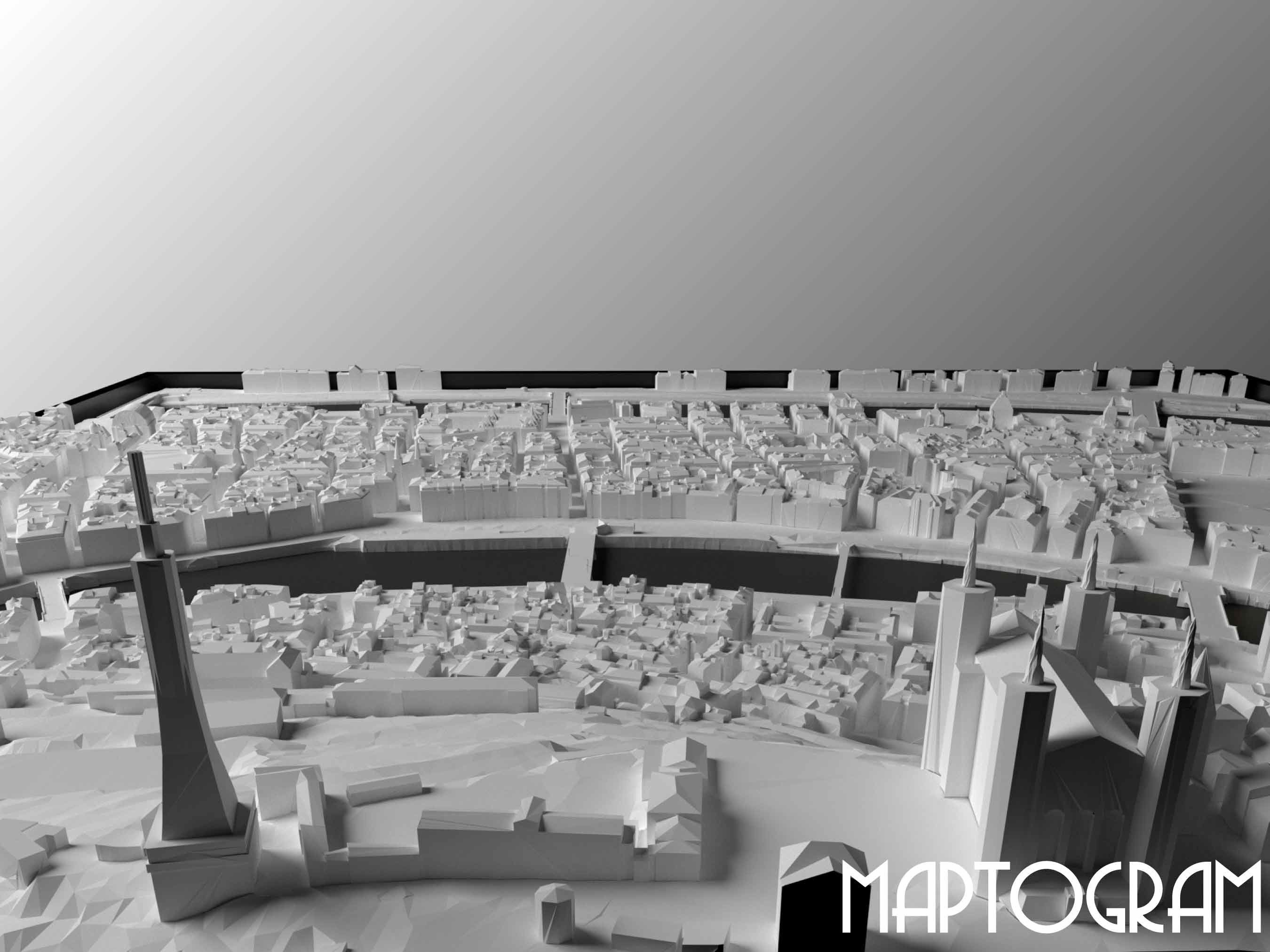 3D Lyon, World Map, 3d Print Stl File, Lyon Skyline, Lyon Map, Digital ...