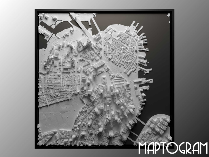 3D Boston, World Map, 3d Print Stl File, Boston Skyline, Boston Map ...