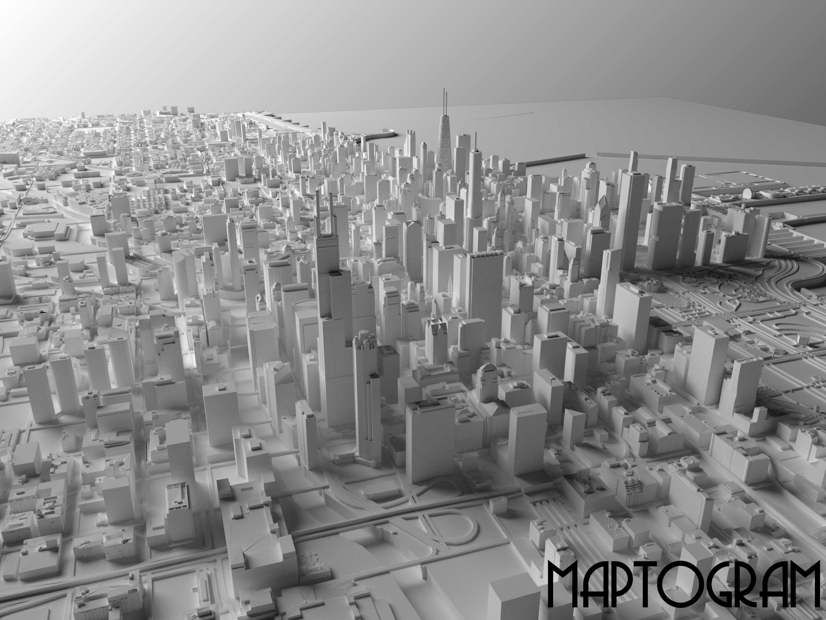 3D Chicago, World Map, 3D USA, 3d Print Stl File, Chicago Skyline ...