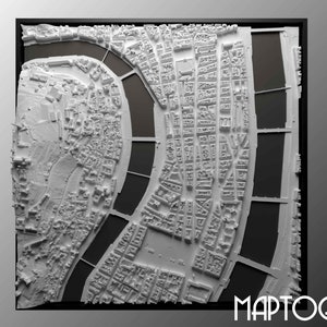 3D Lyon, World Map, 3d Print Stl File, Lyon Skyline, Lyon Map, Digital ...