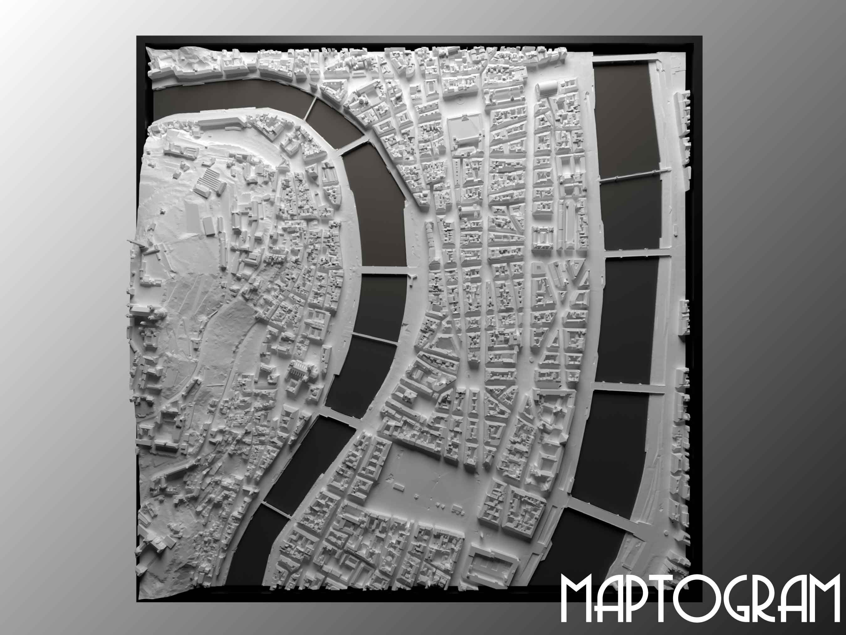 3D Lyon, World Map, 3d Print Stl File, Lyon Skyline, Lyon Map, Digital ...