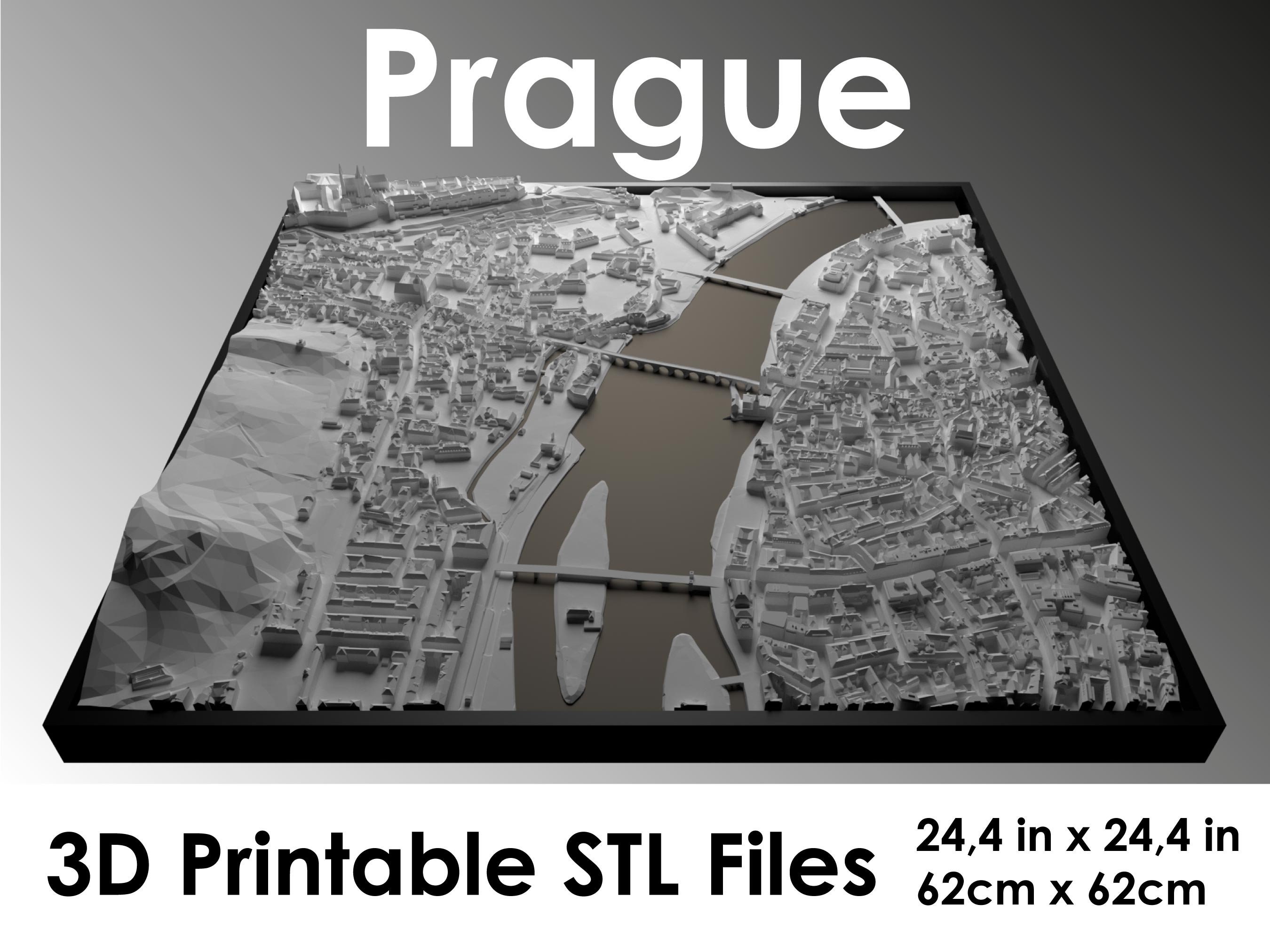 3D Prague, World Map, 3d Print Stl File, Prague Skyline, Prague Map ...