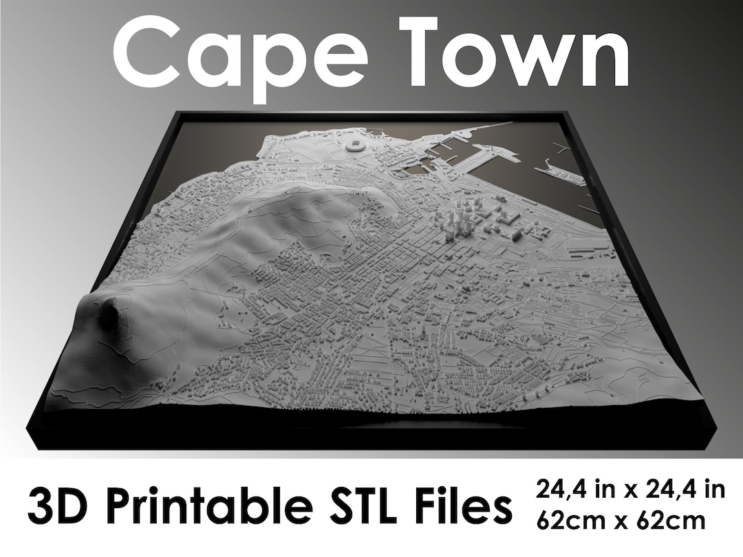3d Cape Town, World Map, 3d Cape Town, 3d Printing Stl File, Cape Town ...