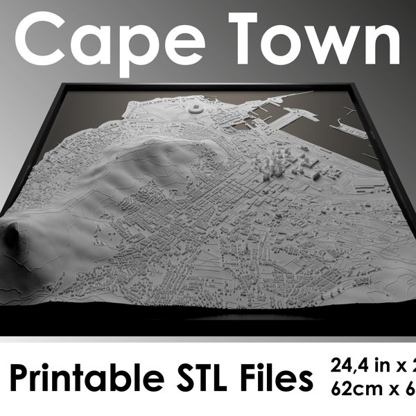 3d Cape Town, World Map, 3d Cape Town, 3d Printing Stl File, Cape Town ...