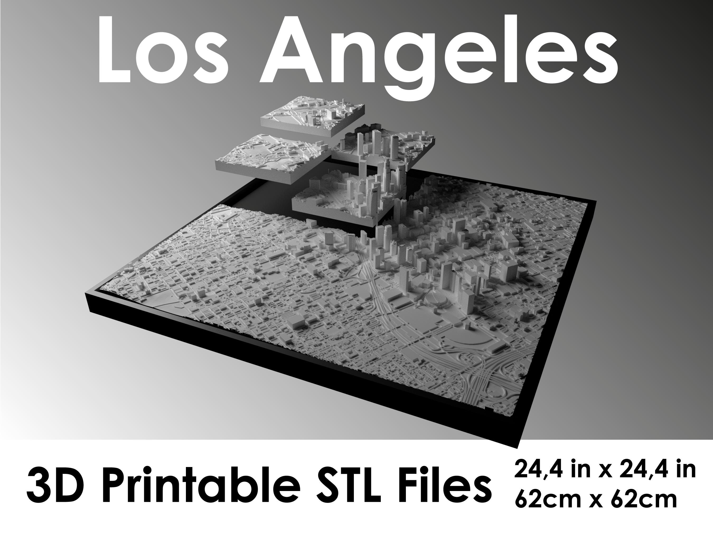 3D Los Angeles, World Map, 3D California, 3d Print Stl File, Los Angeles Skyline, Los Angeles ...