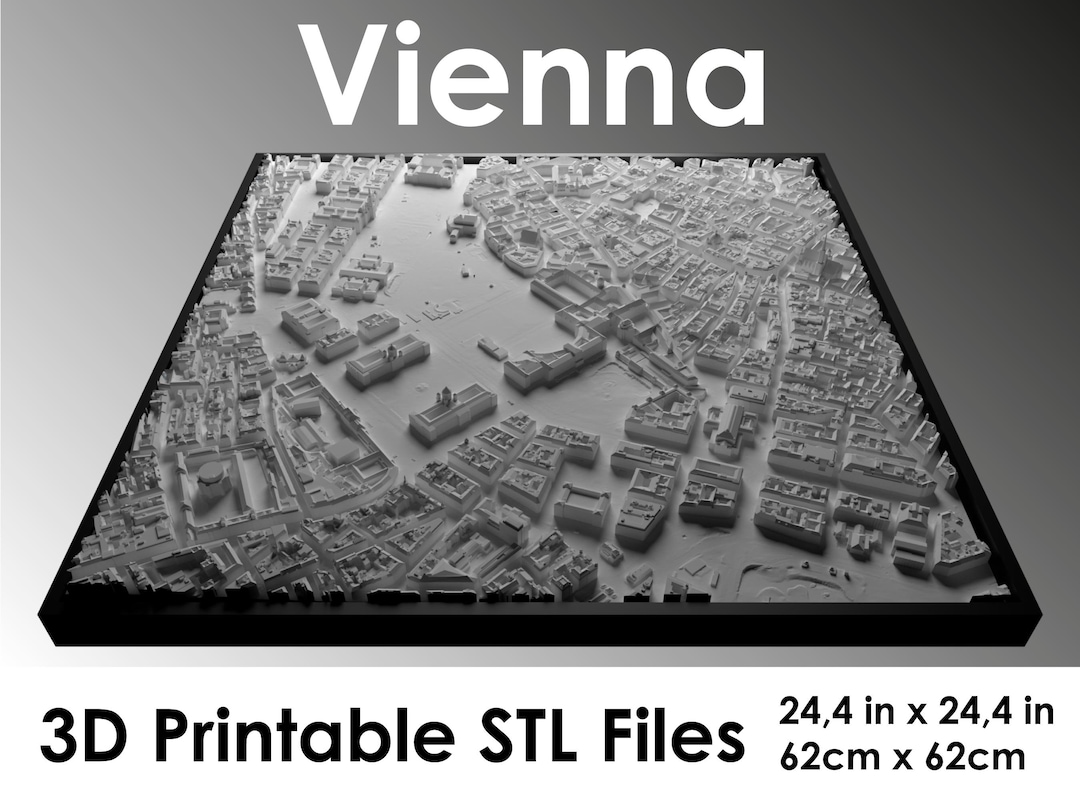 3D Vienna, World Map, 3d Print Stl File, Vienna Skyline, Vienna Map, Digital File, Housewarming ...