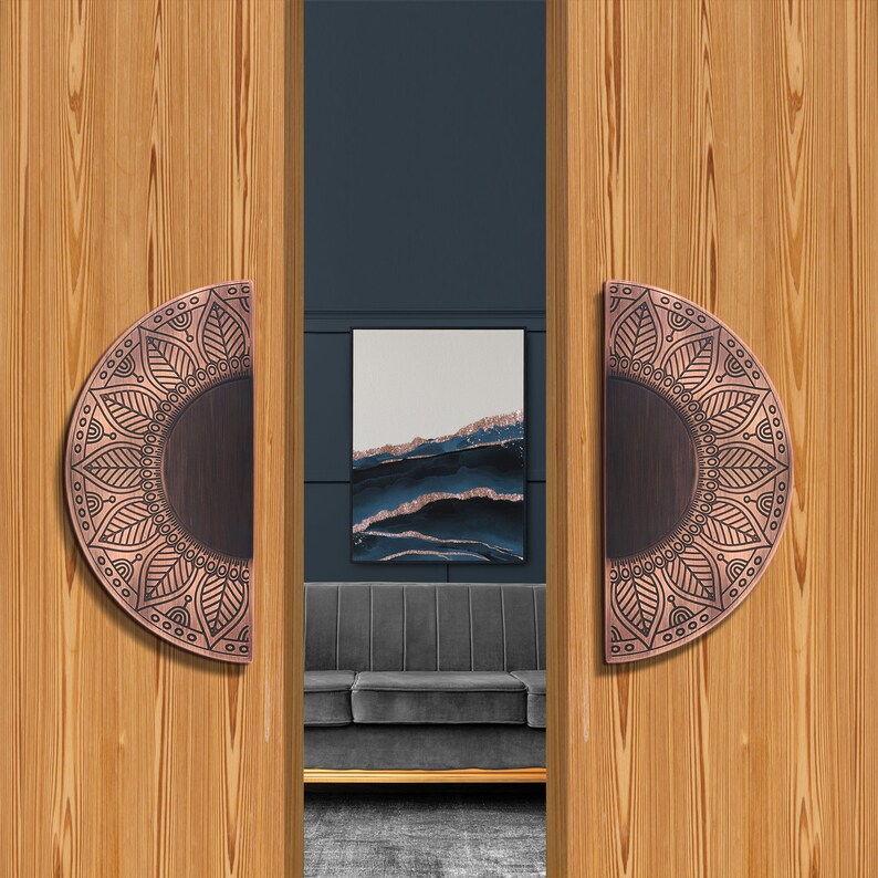 Mandala Main Door Handle 8 Inch Antique Finish Entrance Handle Modern ...