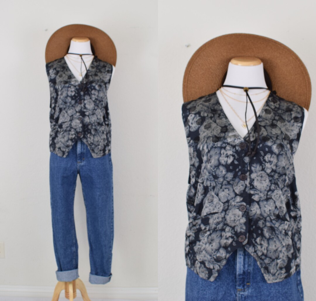 Vintage 90s Blue-double Sided Rayon Vest - Etsy