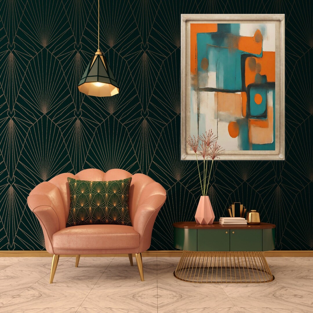 MCM Wall Art, Midcentury Modern Wall Art Prints, Teal and Orange Art ...