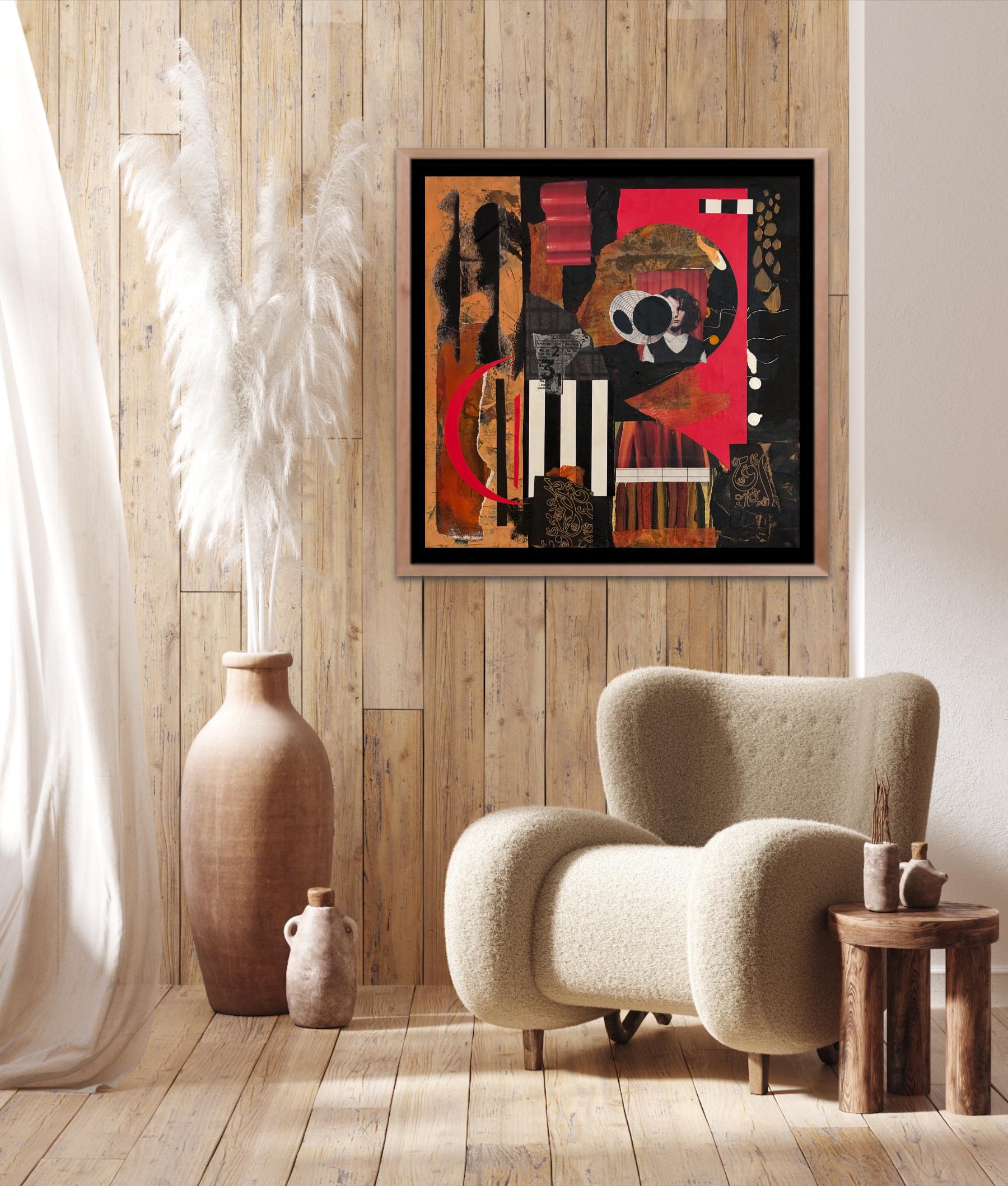 Bold Red Abstract Art Print: Mixed Media Collage - Etsy