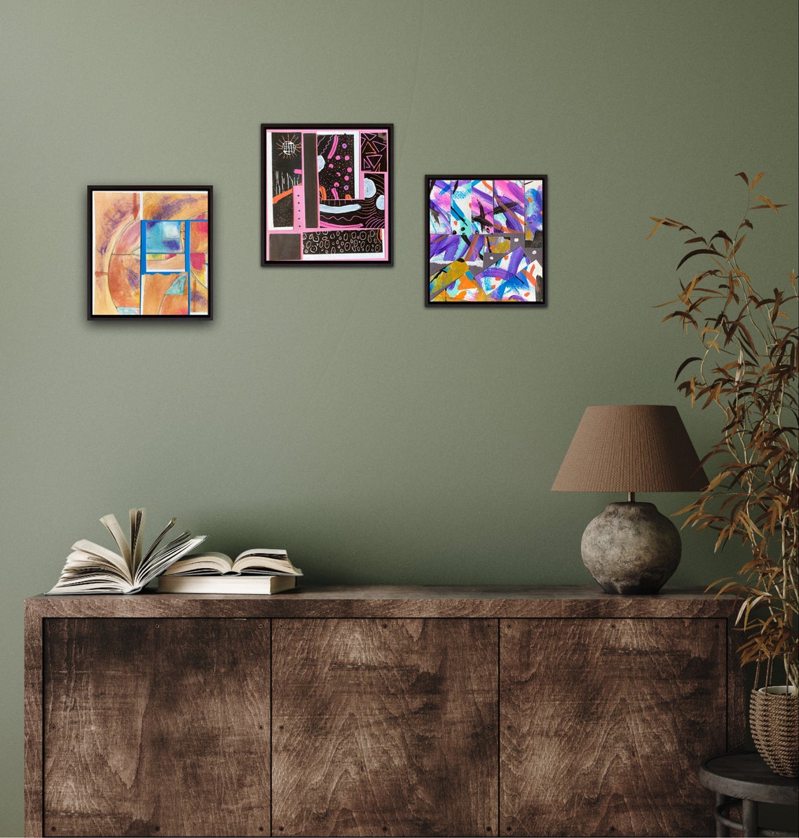 Collage Art Original, Collage Art Handmade, Set of 3 Collage Abstracts ...