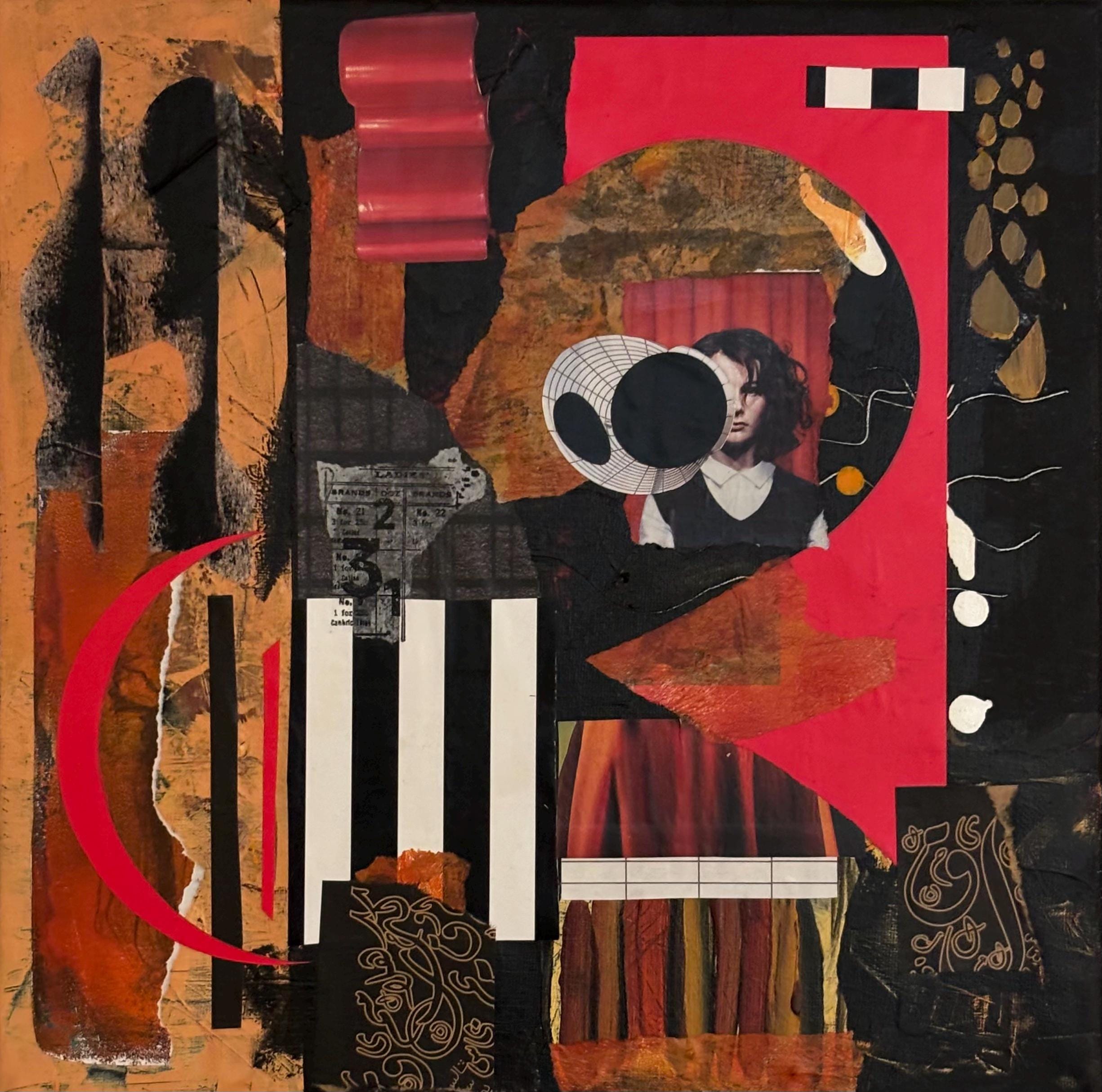 Bold Red Abstract Art, Mixed Media Collage Art, Funky Original Art ...