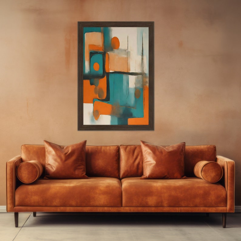 MCM Wall Art, Midcentury Modern Wall Art Prints, Teal and Orange Art ...