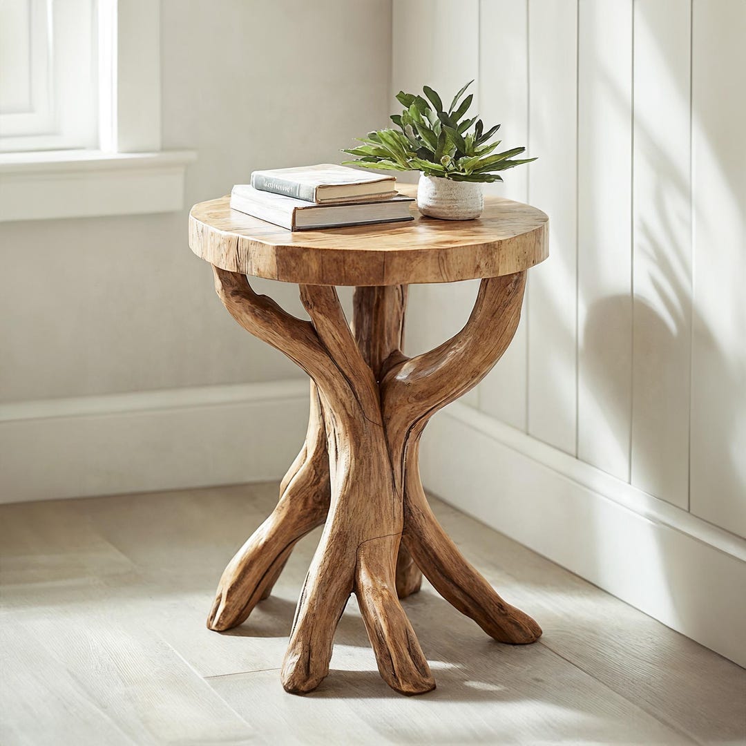 Rustic Round End Table Live Edge End Table Solid Wood End Table Rustic ...