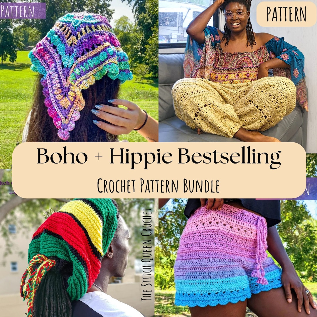 CROCHET PATTERN BUNDLE - Boho + Hippie Bestselling Patterns - Pants ...