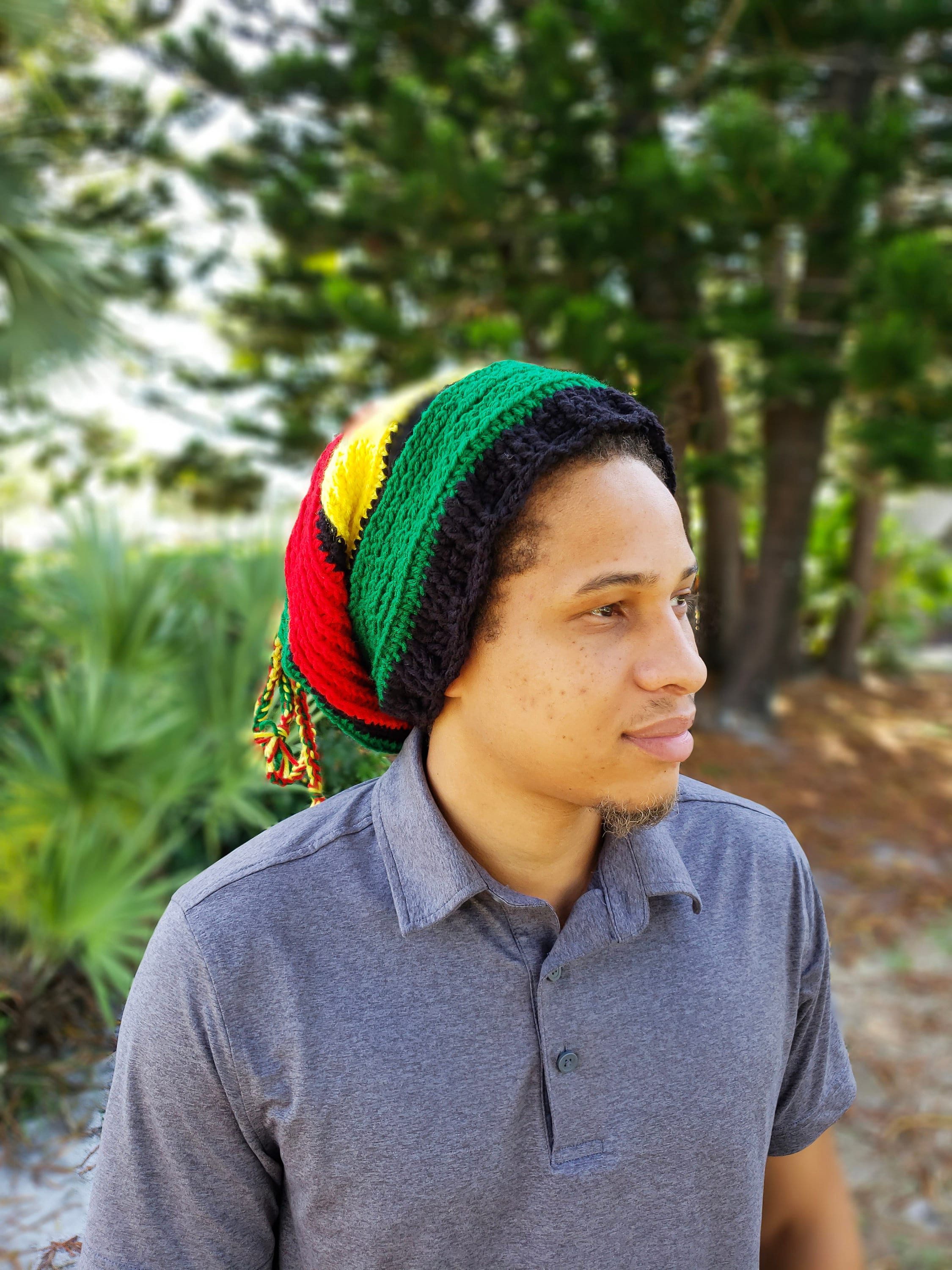 Crochet Rastafarian Dreadlock Tam Hat, Dread Sock Tube Hat, Crochet Loc ...