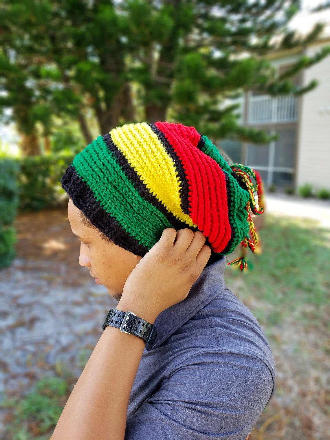 Crochet Rastafarian Dreadlock Tam Hat, Dread Sock Tube Hat, Crochet Loc ...