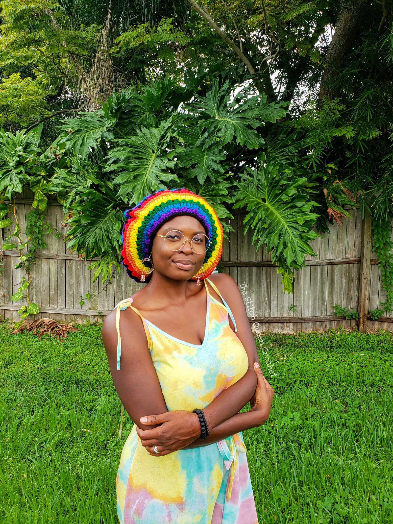 Rainbow Rasta Crochet Dreadlock Beret Slouchy Tam Hat - Hippie Peace ...