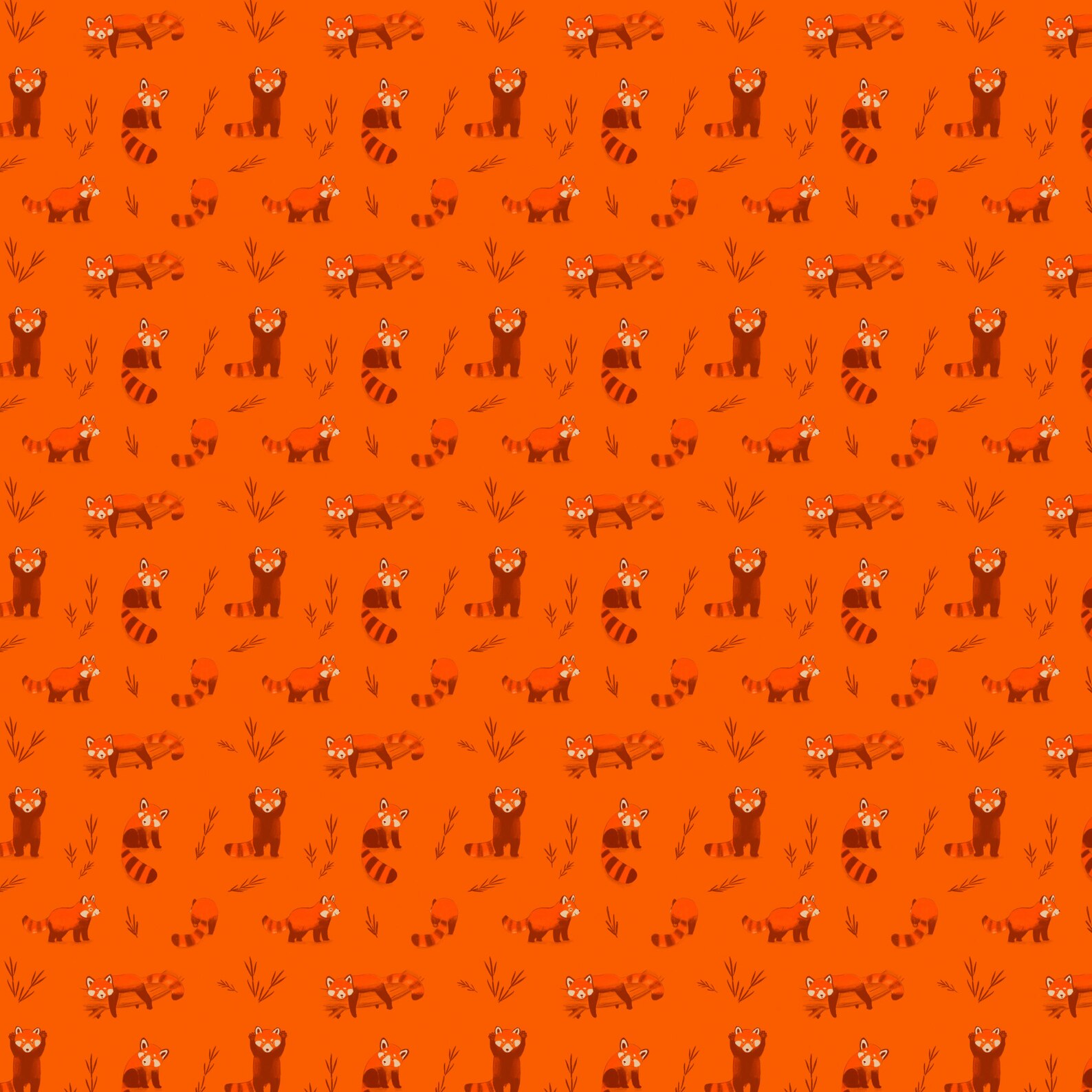 Red Panda Seamless Pattern INSTANT DOWNLOAD Background - Etsy