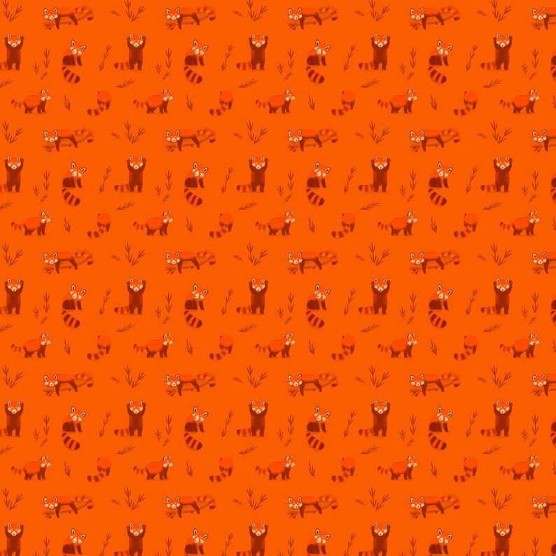 Red Panda Seamless Pattern INSTANT DOWNLOAD Background - Etsy