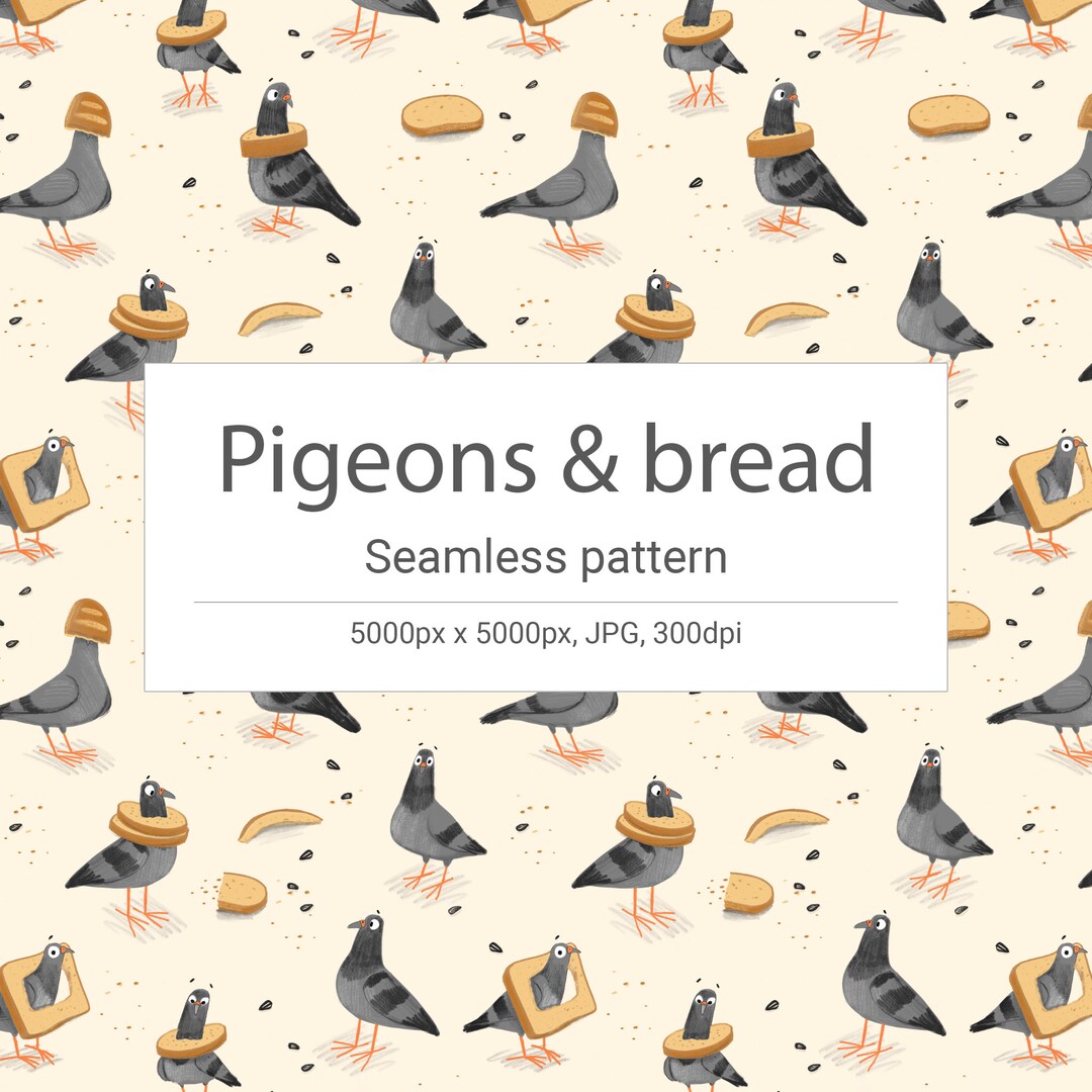 Pigeons With the Bread Seamless Pattern INSTANT DOWNLOAD Background - Etsy