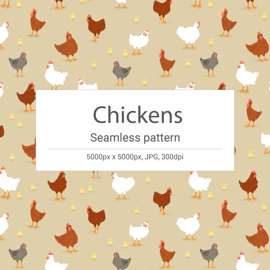 Chickens Seamless Pattern INSTANT DOWNLOAD Background - Etsy