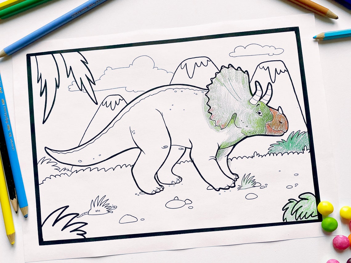 Dinosaurs Coloring Pages. Digital Instant Download Children's Coloring ...
