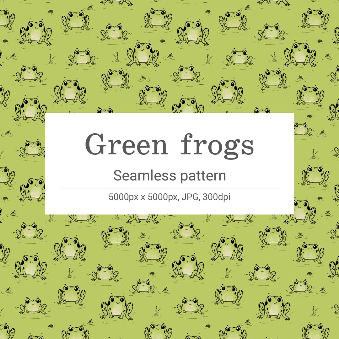 Green Frogs Seamless Pattern INSTANT DOWNLOAD Background - Etsy