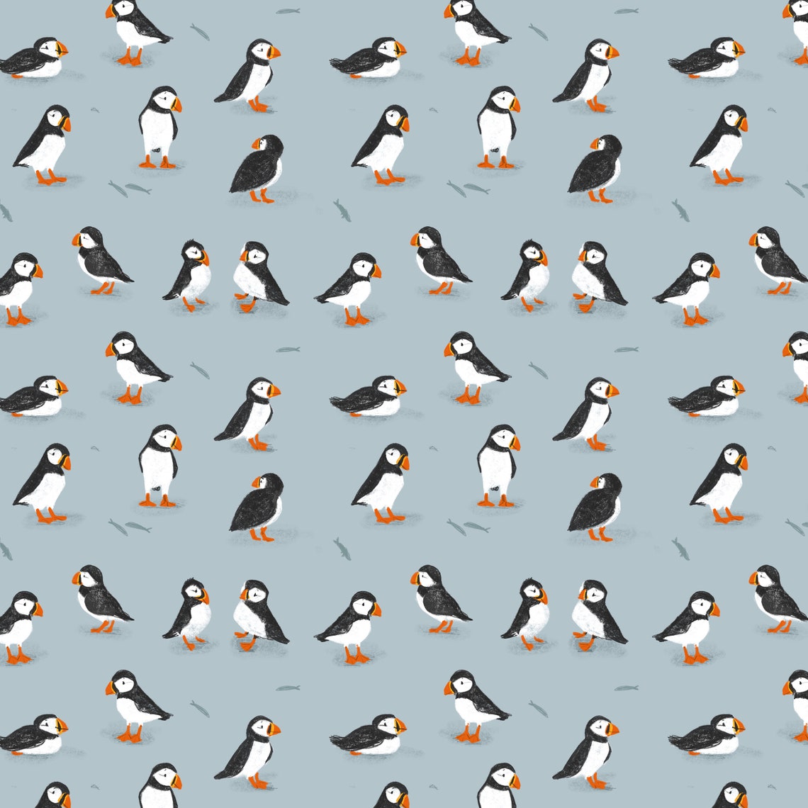 Puffins Seamless Pattern INSTANT DOWNLOAD Background - Etsy