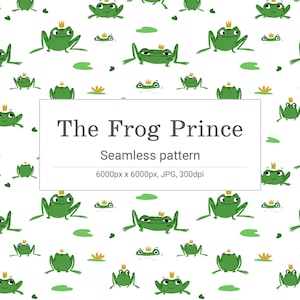 The Frog Prince Seamless Pattern INSTANT DOWNLOAD Background - Etsy