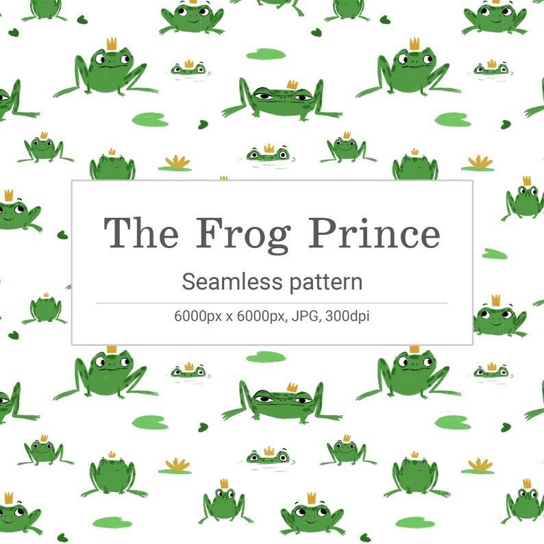 The Frog Prince Seamless Pattern INSTANT DOWNLOAD Background - Etsy