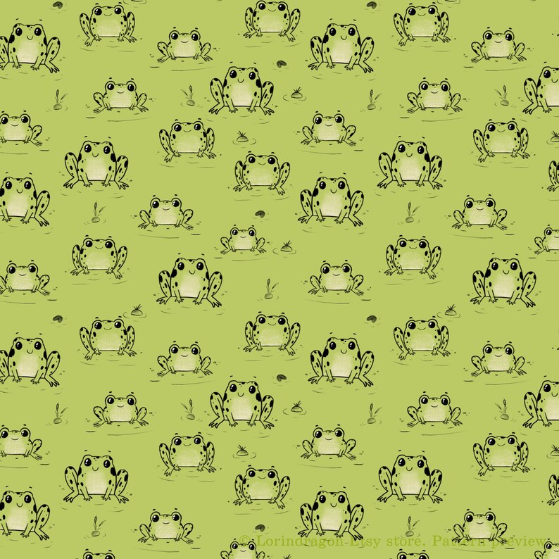 Green Frogs Seamless Pattern INSTANT DOWNLOAD Background - Etsy