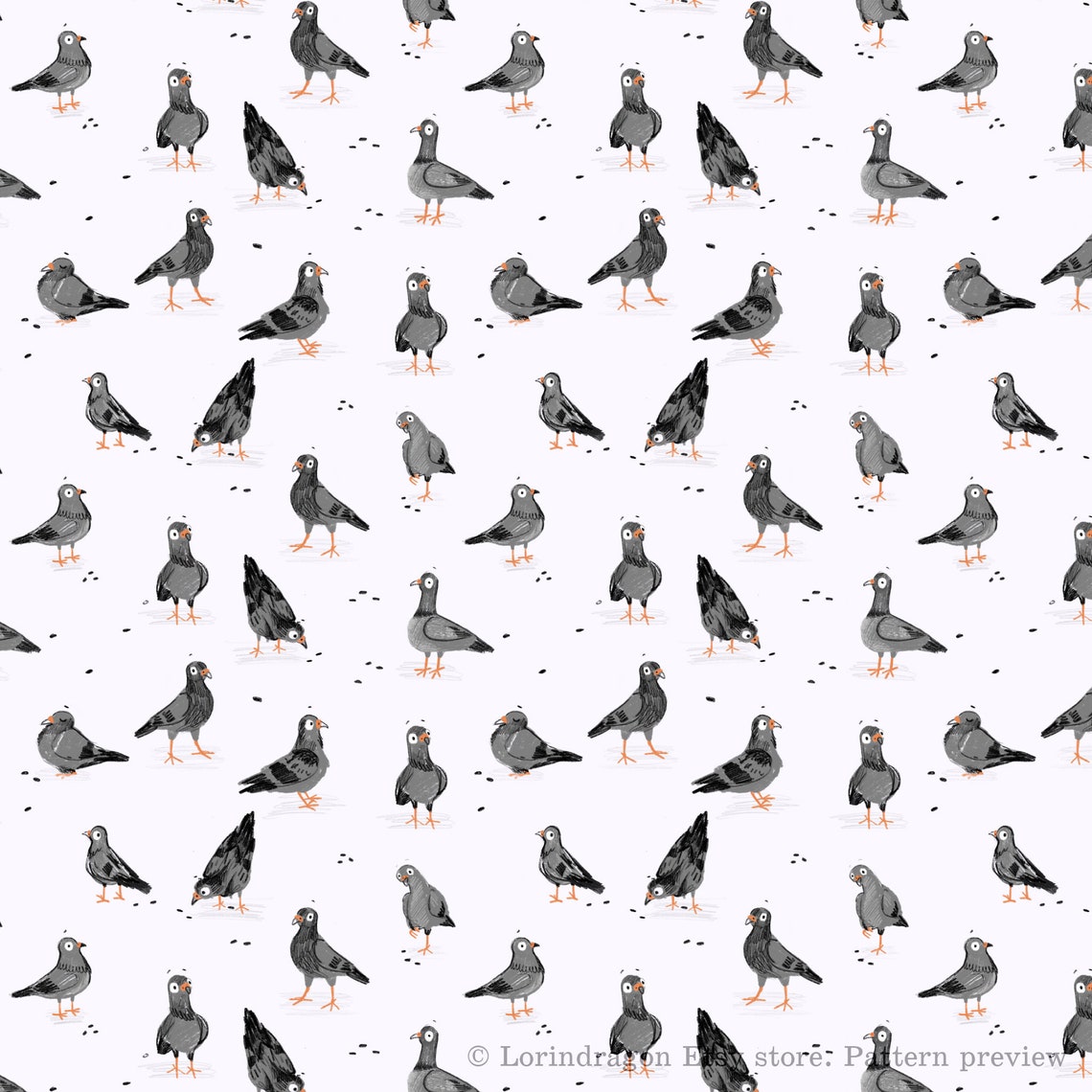 Pigeons Seamless Pattern INSTANT DOWNLOAD Background - Etsy