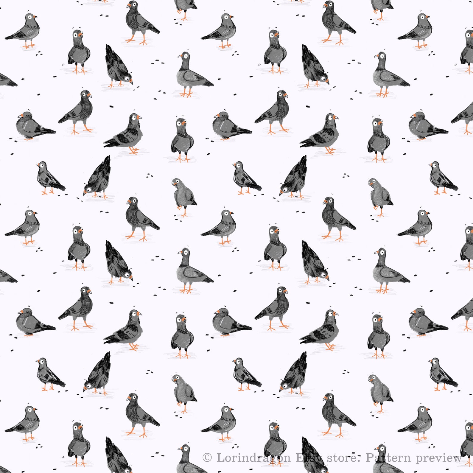 Pigeons Seamless Pattern INSTANT DOWNLOAD Background - Etsy