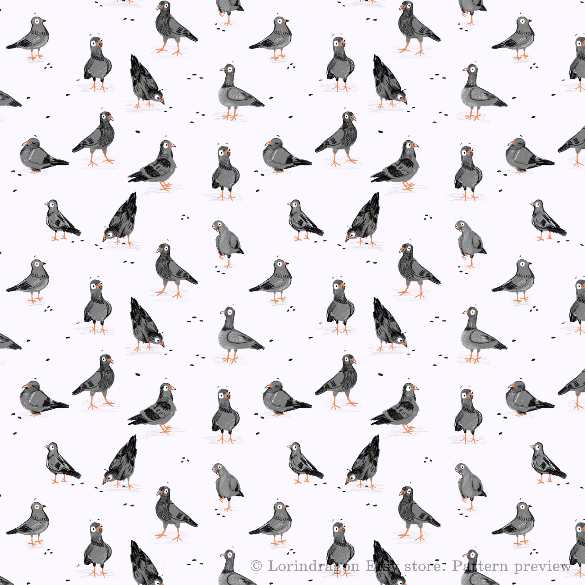 Pigeons Seamless Pattern INSTANT DOWNLOAD Background - Etsy