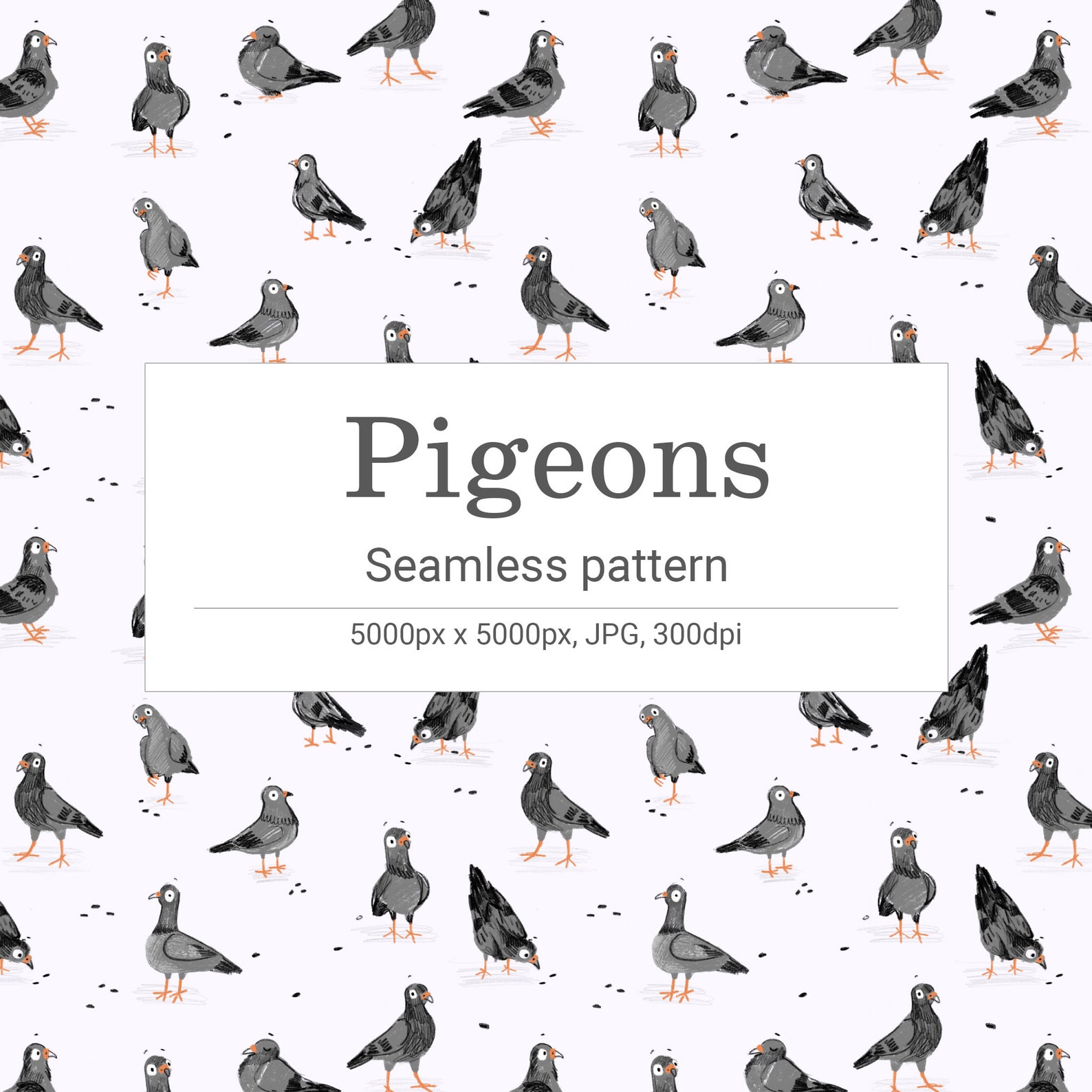 Pigeons Seamless Pattern INSTANT DOWNLOAD Background - Etsy