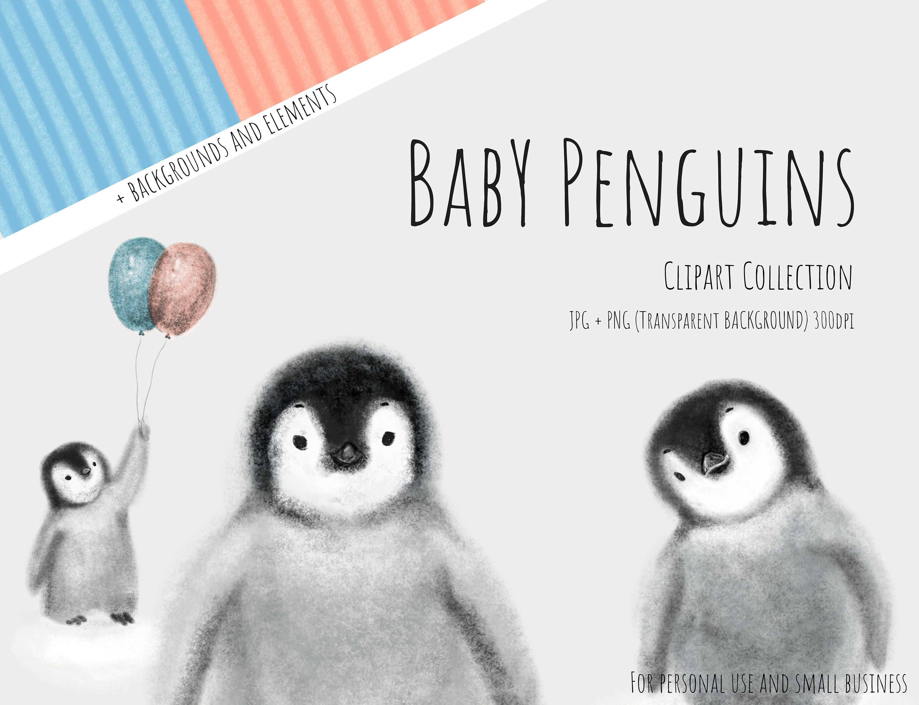 Baby Penguins Clipart INSTANT DOWNLOAD, Cute Penguin - Instant Download ...