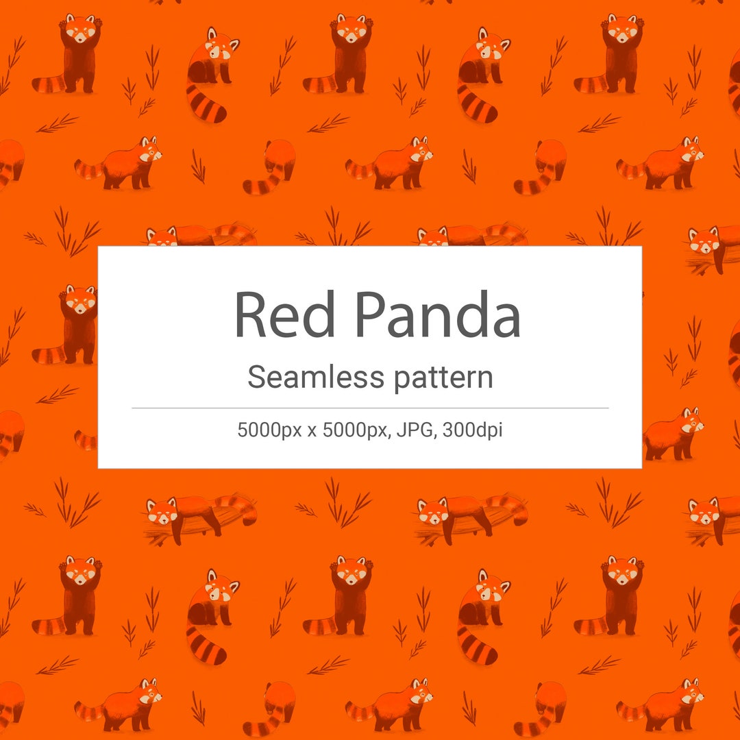 Red Panda Seamless Pattern INSTANT DOWNLOAD Background - Etsy